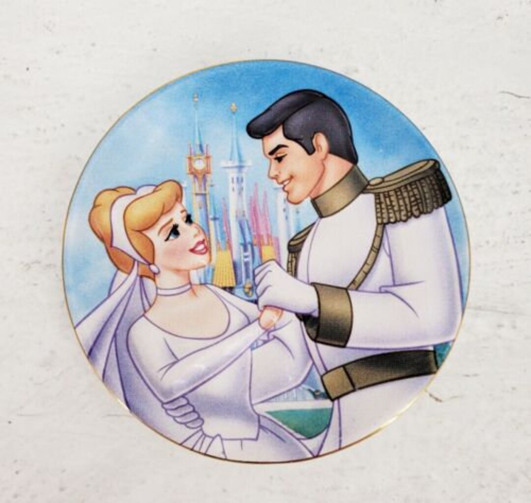 Vintage Walt Disney World Cinderella Prince Wedding 3 Mini Plate ...