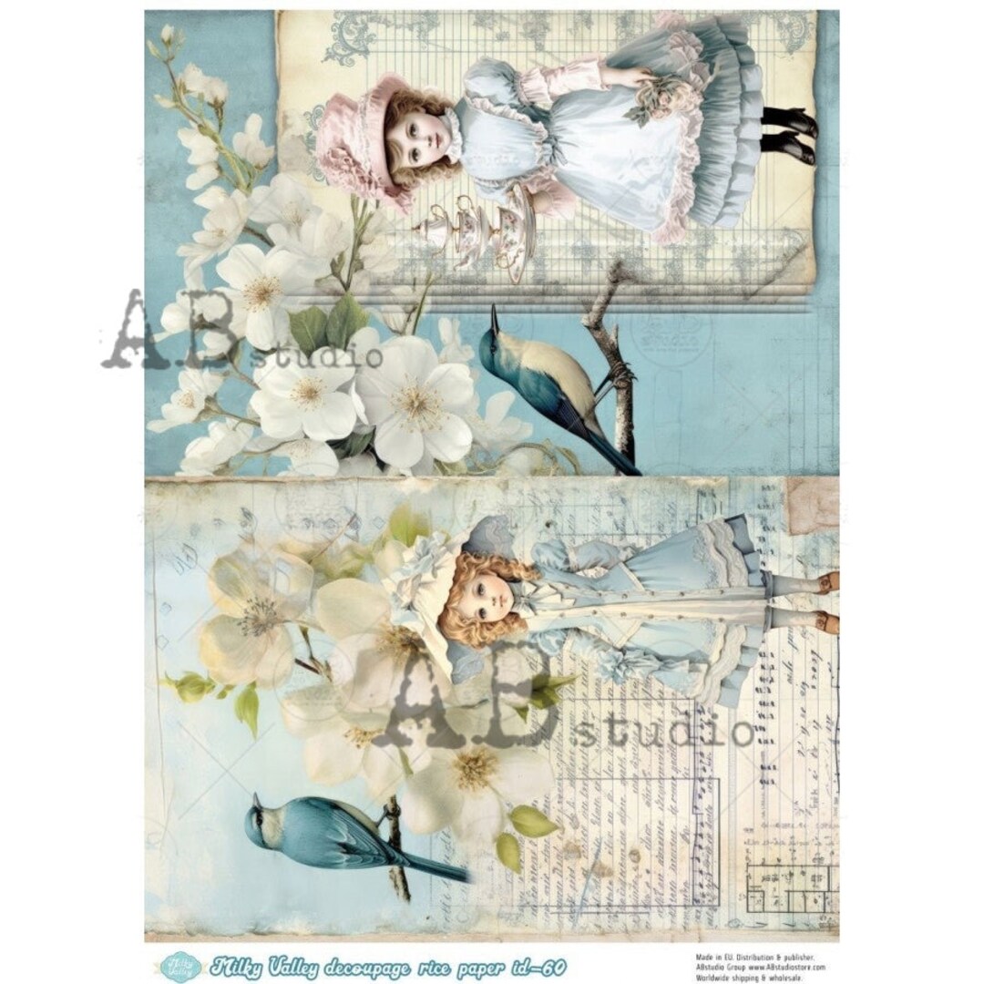 Bluebird Duo A4 Rice Paper Paper for Decoupage AB Studios - Etsy