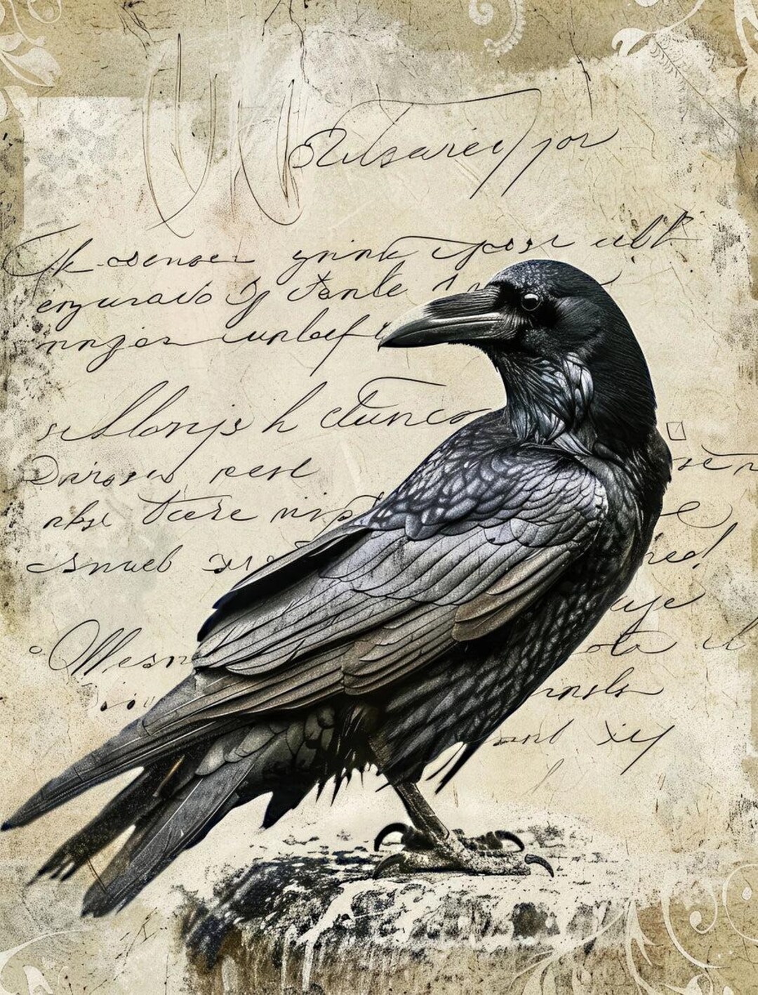 The Raven #4 | A4 Mulberry Rice Paper | Paper for Decoupage | Craft ...