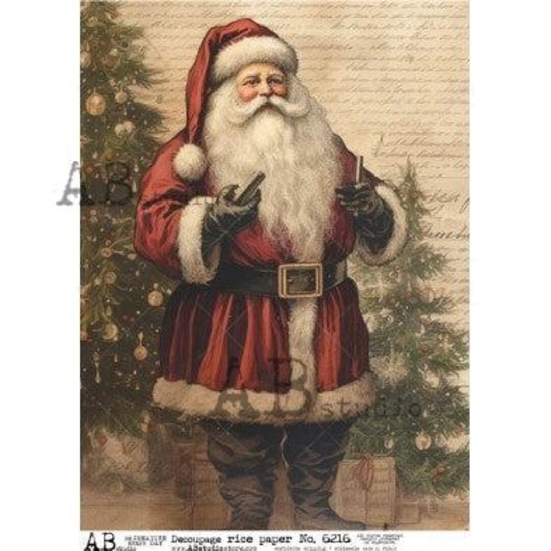 Santa & Tree | A4 Rice Paper | Paper for Decoupage | AB Studios ...