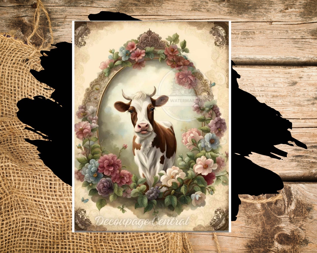 Spring Bessie Cow 8.3 X 11.7 A4 Rice Paper Paper for Decoupage ...