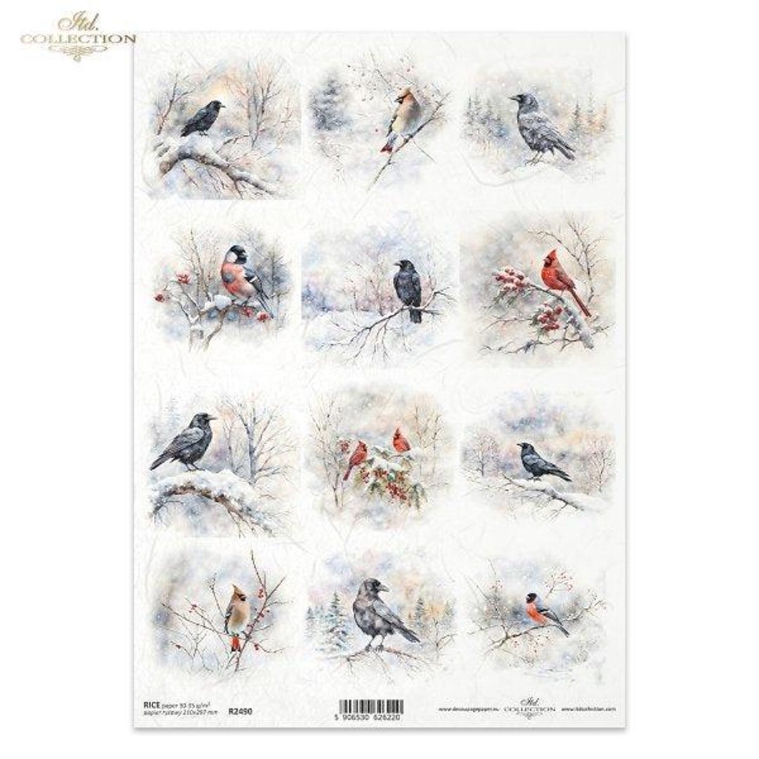 Crow & Winter Birds | A4 Rice Paper | Paper for Decoupage | ITD ...