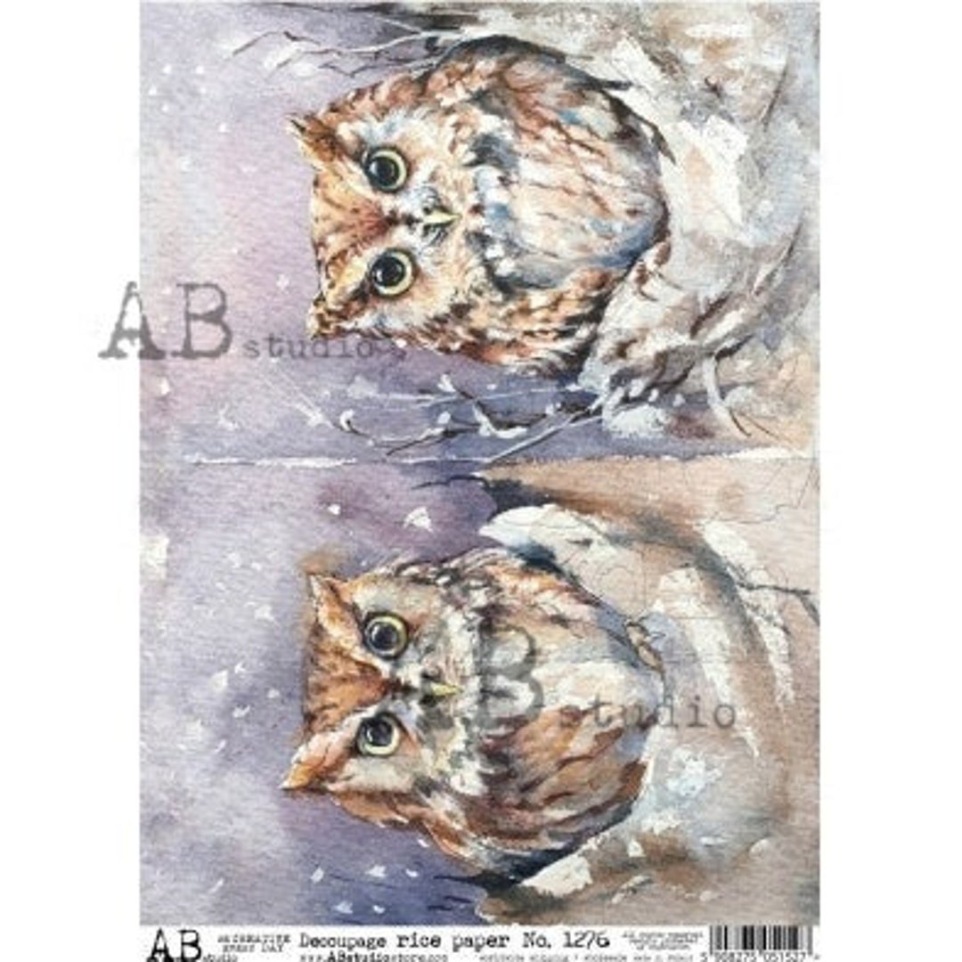 Winter Owls A4 Rice Paper ITD Collection A4 Size Rice Paper for ...