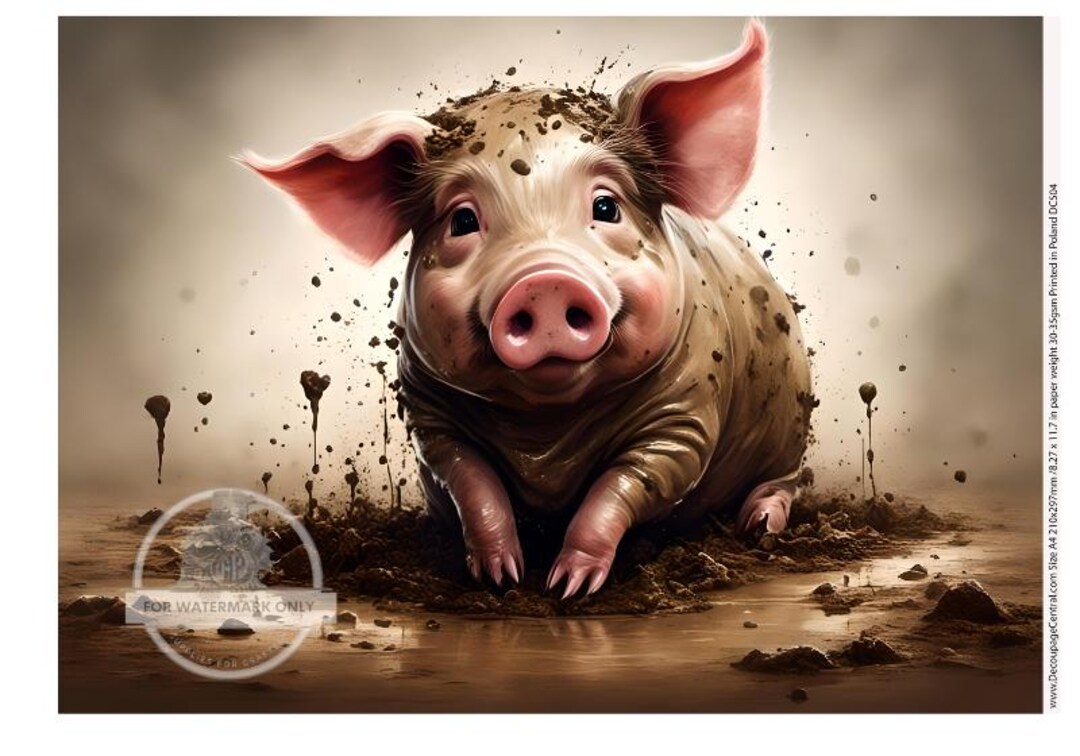 Pig in Mud A4 Rice Paper Paper for Decoupage Decoupage Central ...