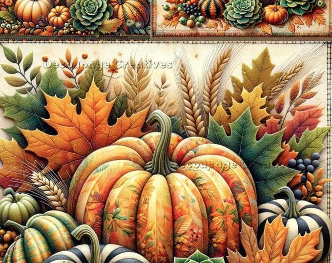 Patterned Pumpkin Harvest | A4 Rice Paper | Paper for Decoupage ...