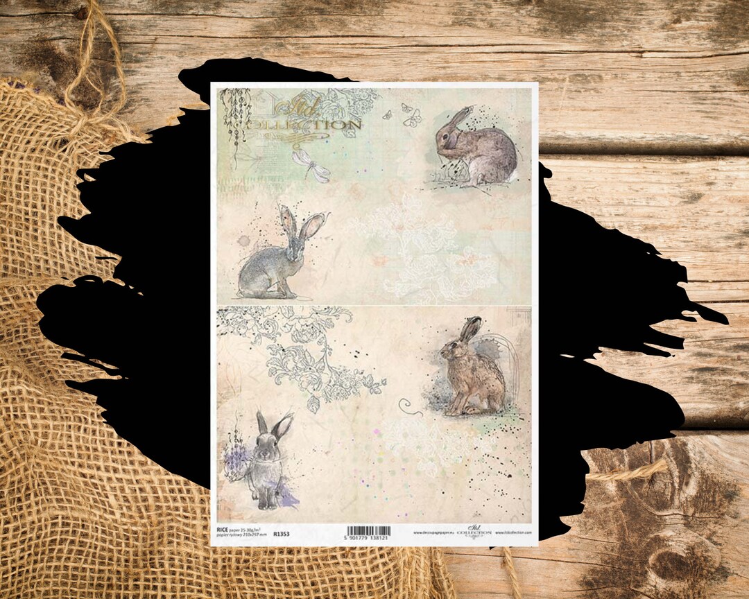 Sketch Rabbits | A4 Rice Paper | Paper for Decoupage | ITD Collection ...