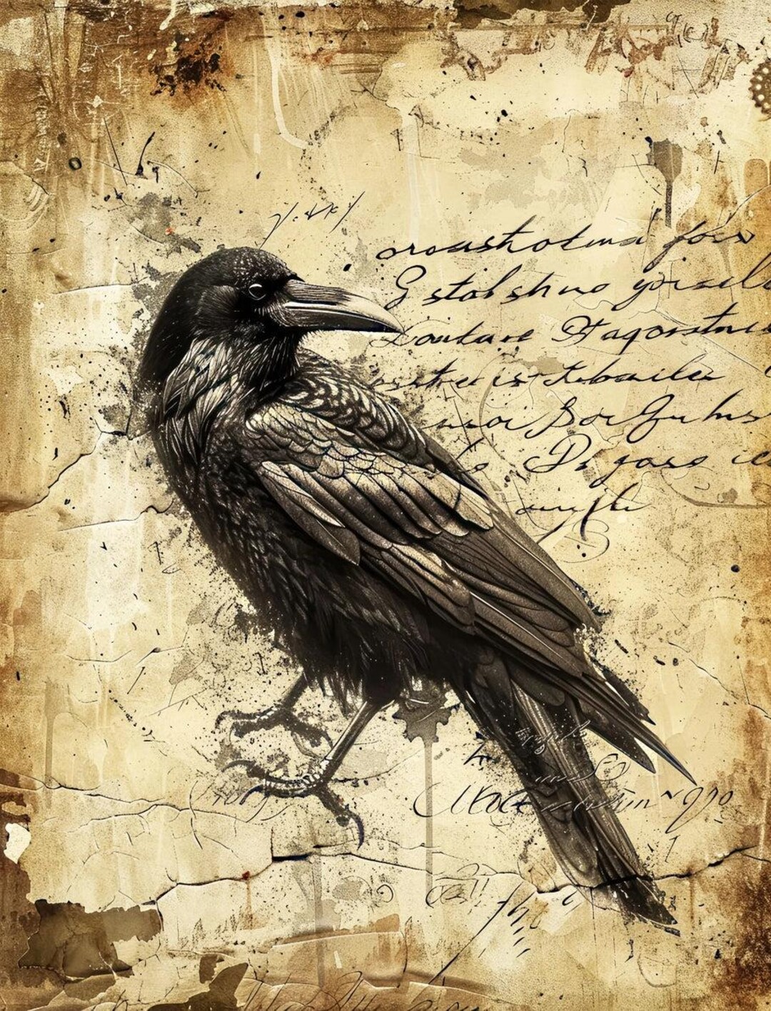The Raven #1 | A4 Mulberry Rice Paper | Paper for Decoupage | Craft ...