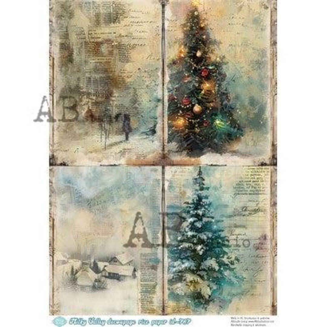 Traditional Christmas Quad #767 | A4 Rice Paper | Paper for Decoupage ...
