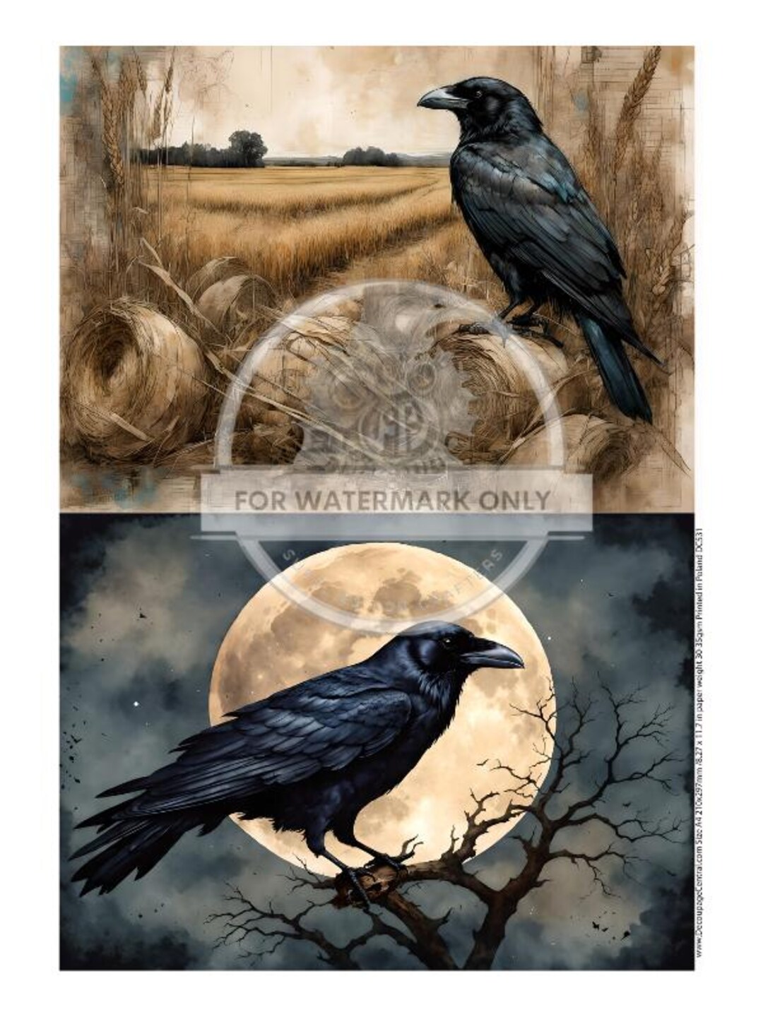 Crow Lover's Duo | A4 Rice Paper | Paper for Decoupage | Decoupage ...