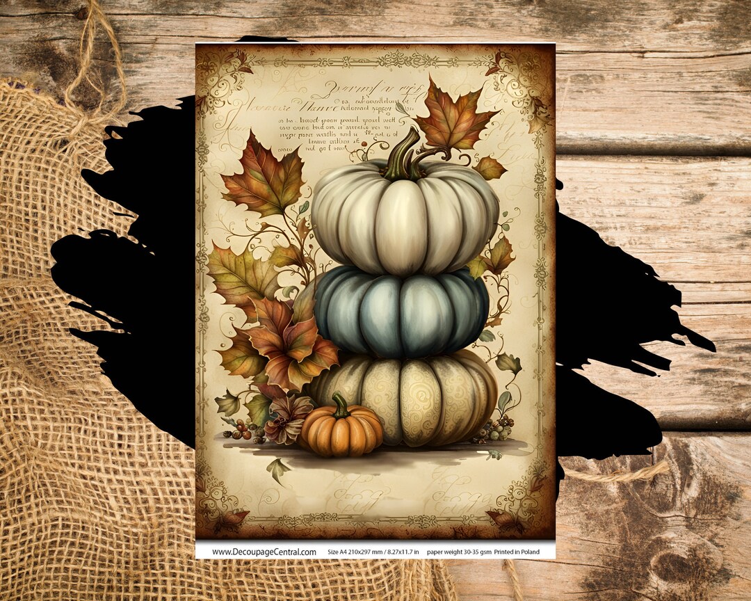 Stacked Pumpkins A4 Rice Paper Paper for Decoupage Fall Halloween - Etsy