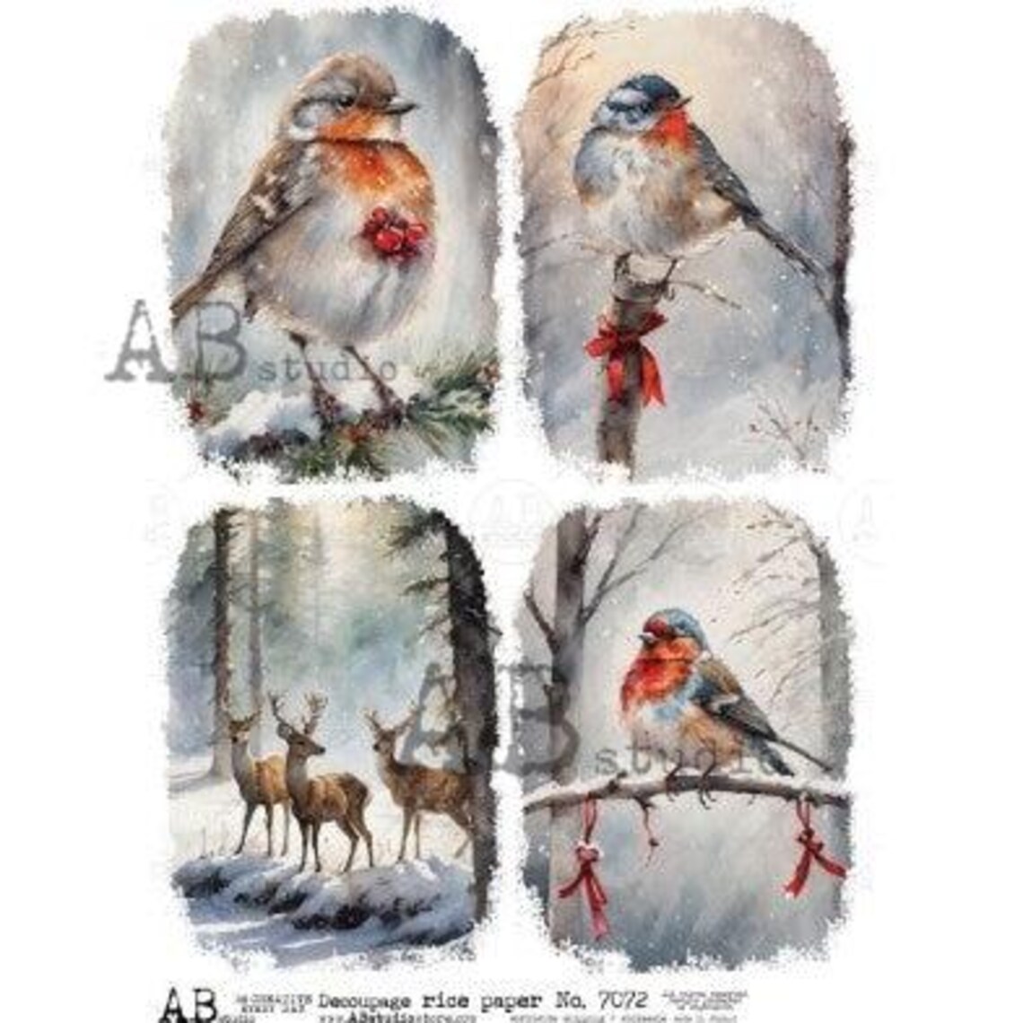 Winter Scenes | A4 Rice Paper | Paper for Decoupage | AB Studios | Snow ...