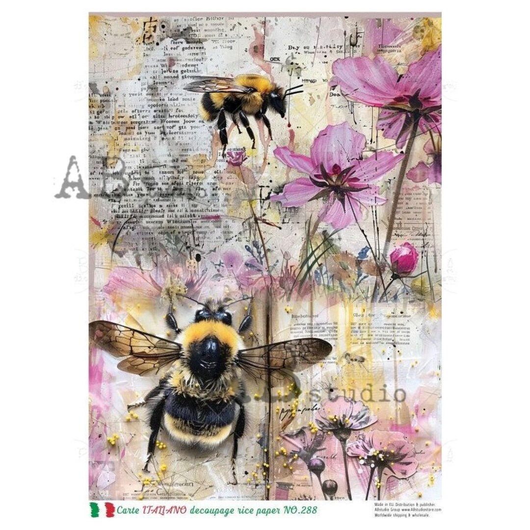 Bee Collage | A4 Rice Paper | Paper for Decoupage | AB Studios - Etsy