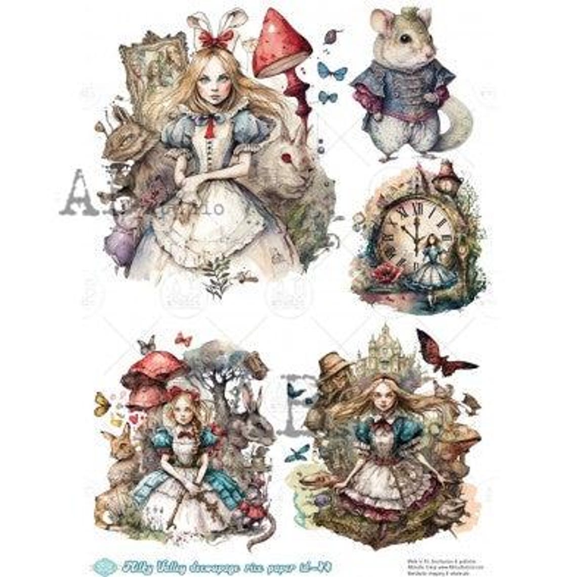 Alice in Wonderland | A4 Rice Paper | Paper for Decouage | AB Studios ...