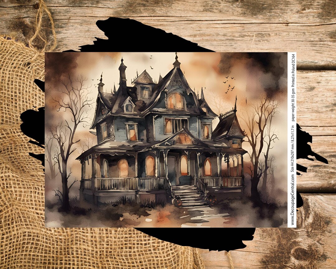 Haunted House Rice Paper A4 Paper for Decoupage Halloween - Etsy