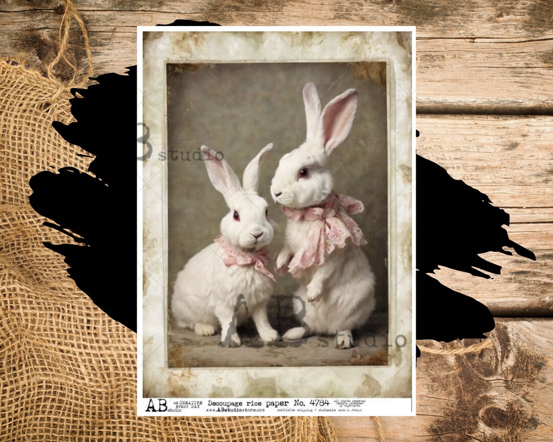 Rabbit Portrait A4 8.3 X 11.7 Rice Paper Paper for Decoupage AB Studio ...