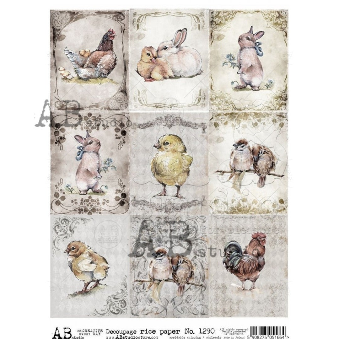 Sweet Spring Farmhouse Animals | A4 Rice Paper | AB Studios | Paper for ...