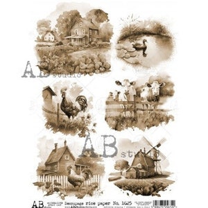 Sepia Farm Life 5 A4 Rice Paper Paper for Decoupage AB Studios ...
