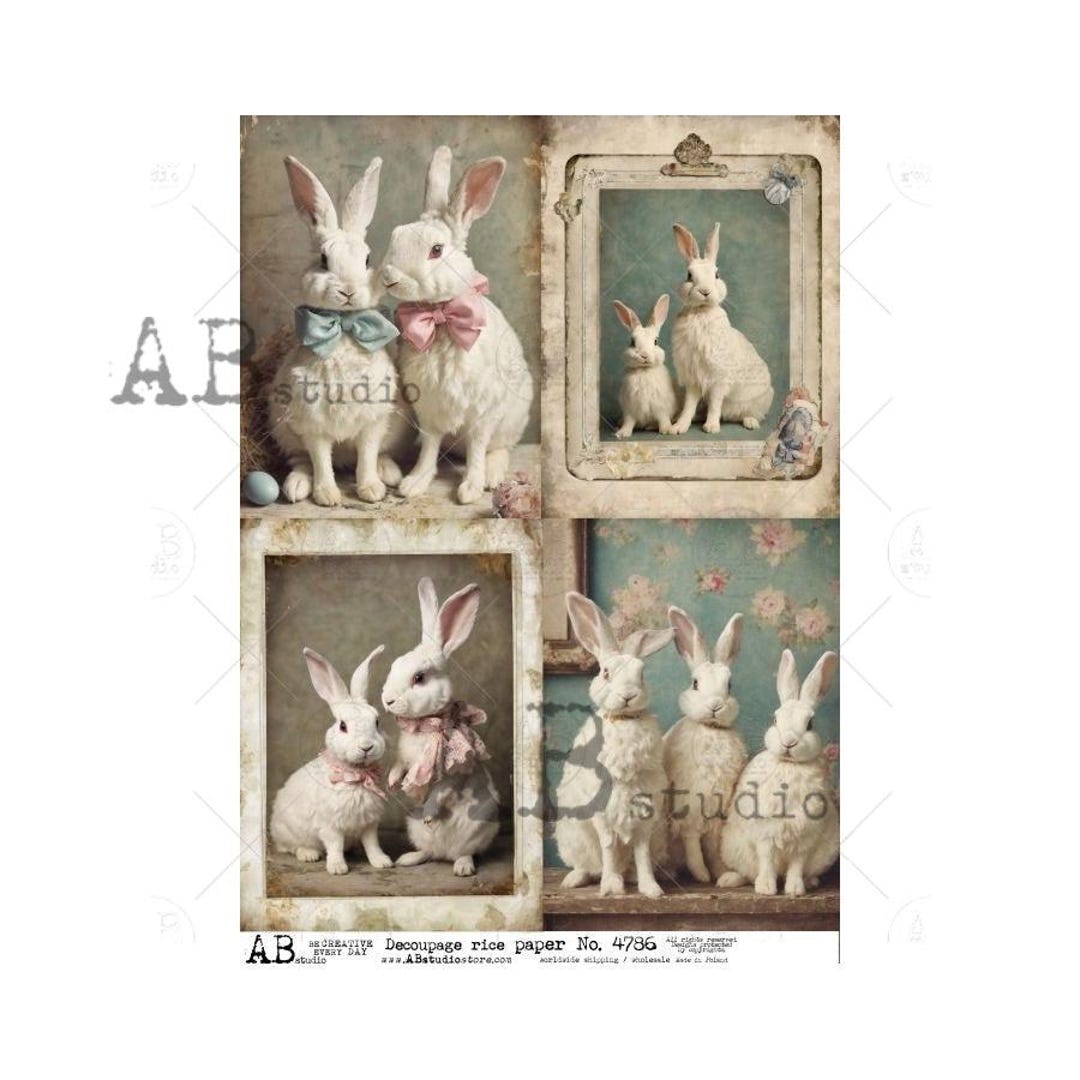 Rabbit Potraits | A4 8.3" X 11.7" Rice Paper | Paper for Decoupage | AB ...
