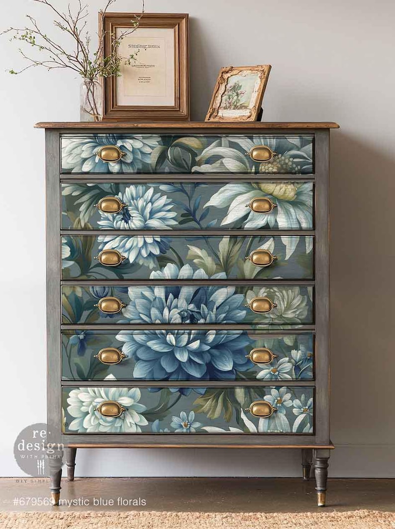 Mystic Blue Florals | A1 Fiber Decoupage | Paper for Decoupage ...