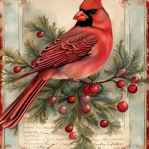 Blue Cardinal | A4 Rice Paper | Paper for Decoupage | Vintage Winter ...