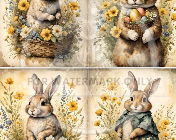 Bunny in Baskets | A4 Rice Paper | Paper for Decoupage | Decoupage ...