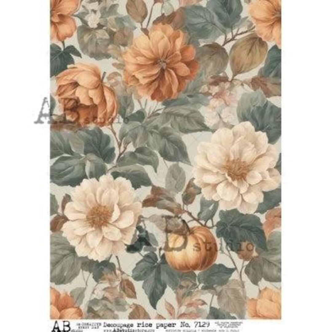 Fall Floral #2 | A4 Rice Paper | Paper for Decoupage | AB Studios - Etsy