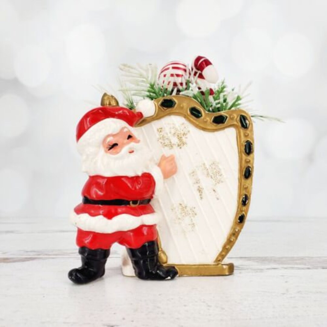 Vintage Japan Santa Playing A Harp Ceramic Christmas Planter and ...