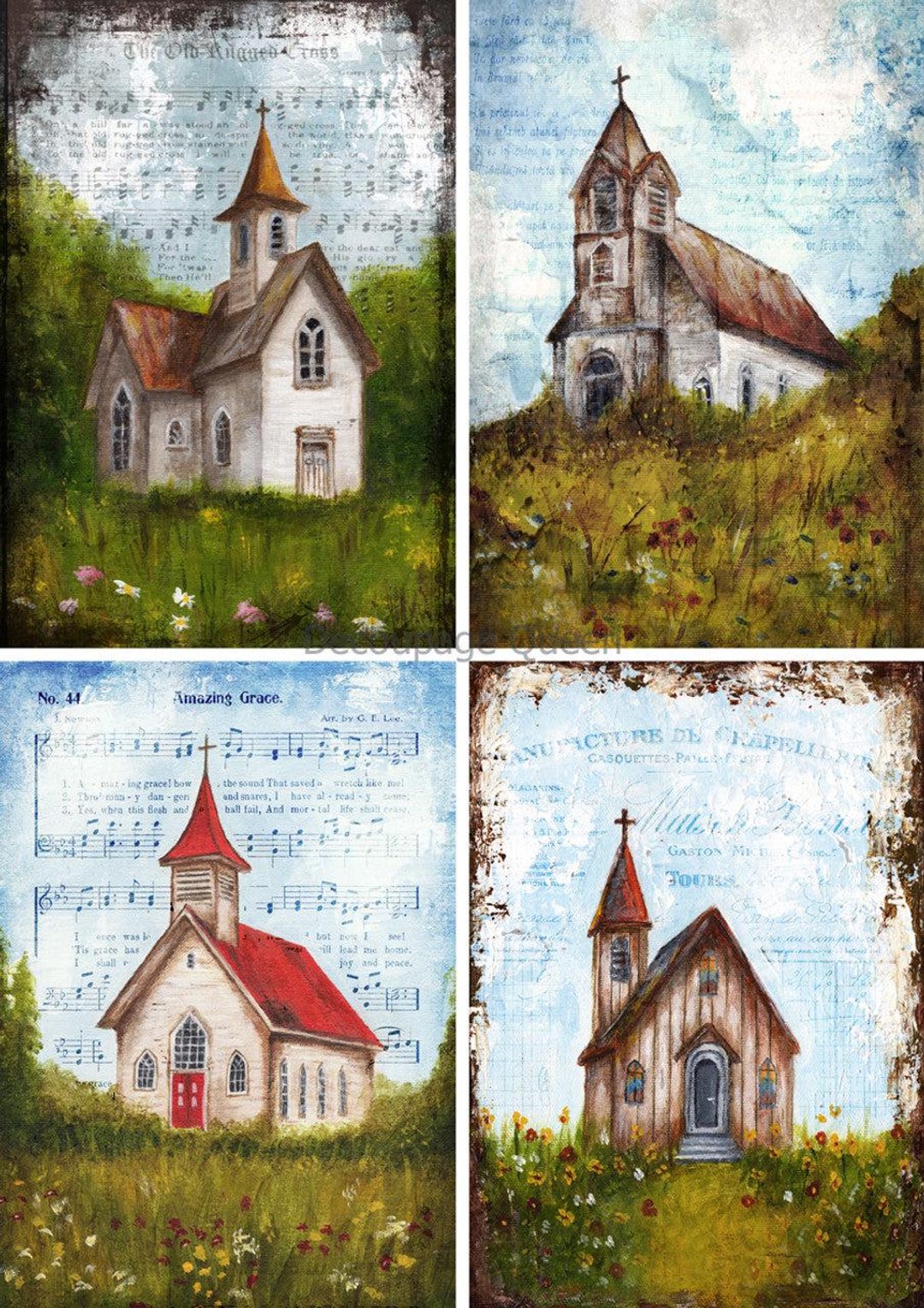 The Four Churches | A3 or A4 Rice Paper | Paper for Decoupage ...