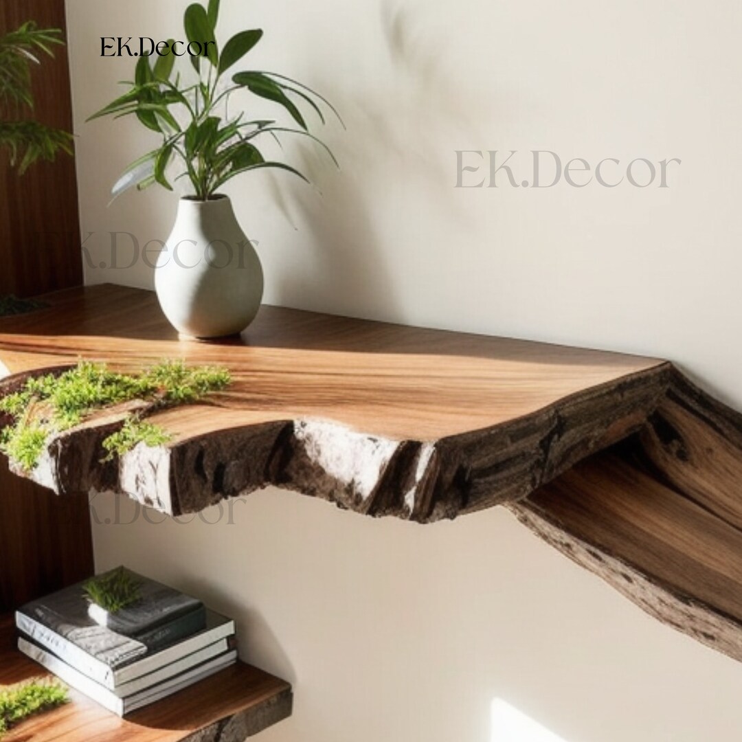 Rustic Rough Edge Living Floating Shelf Bathroom Kitchen Wall Shelf ...