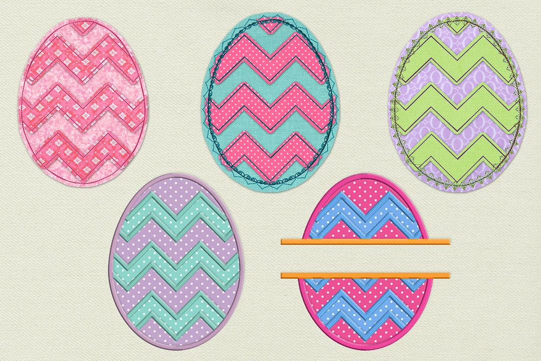Chevron Easter Egg Applique Embroidery Design Bundle - Etsy