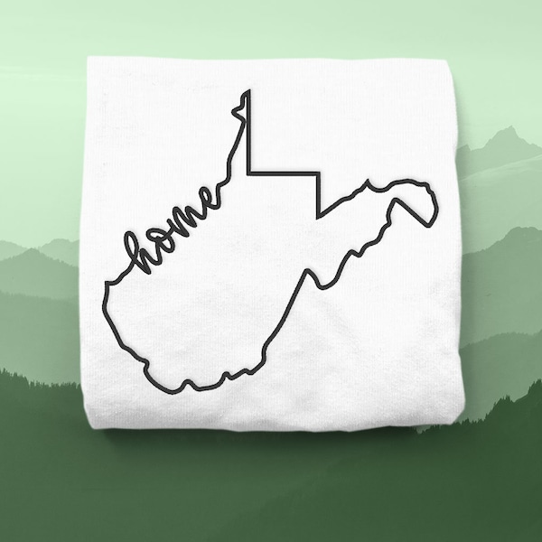 West Virginia Home State Outline Embroidery Design - Etsy