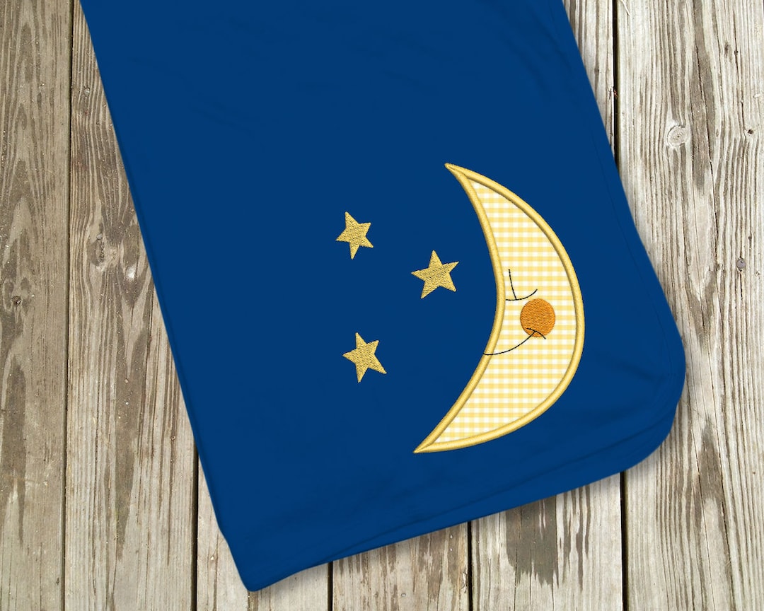 Moon and Stars Applique Embroidery Design File - Etsy