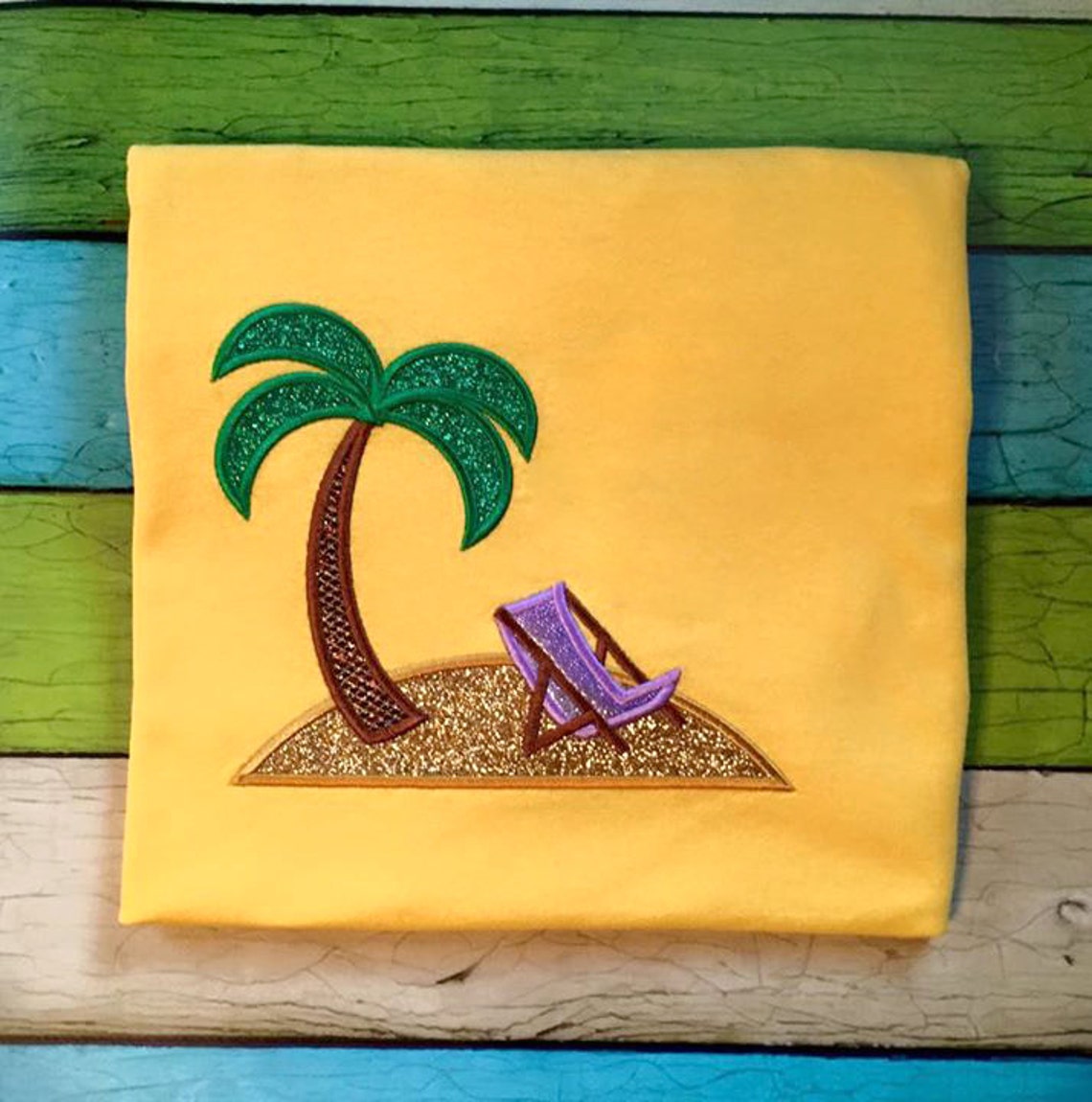 Tropical Island Applique Embroidery Design - Etsy