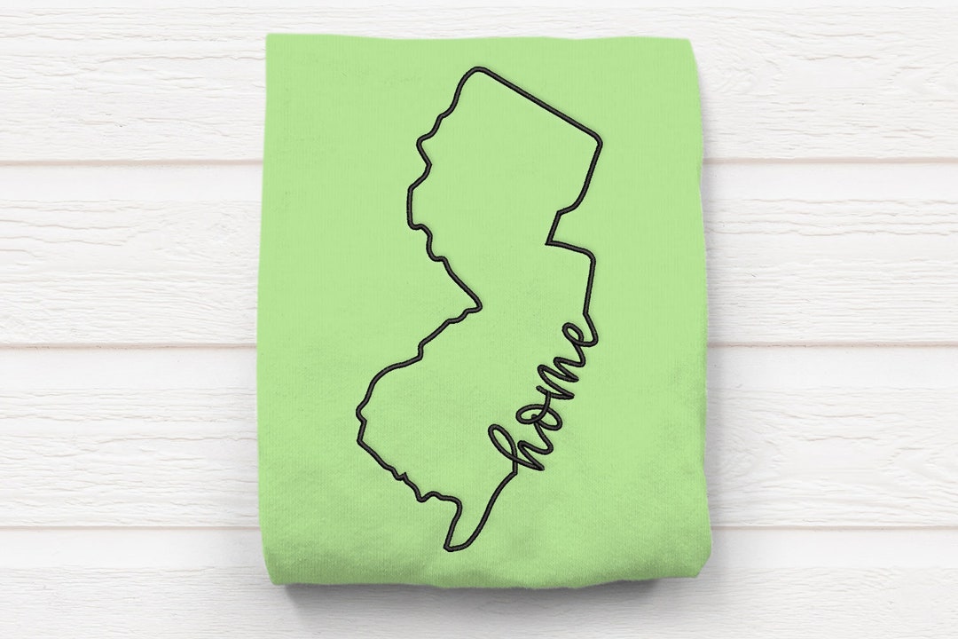 New Jersey Home State Outline Embroidery Design - Etsy
