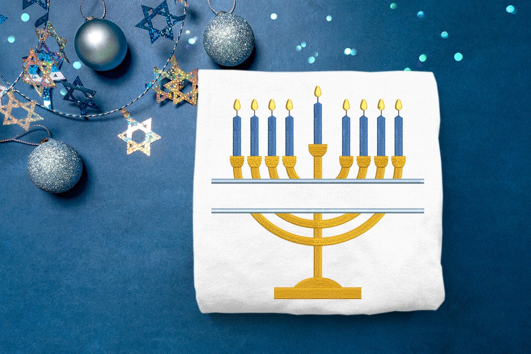 Hanukkah Menorah Split Embroidery Design - Etsy