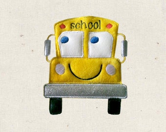Little School Bus Applique Embroidery Design | Etsy