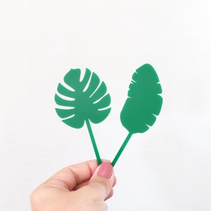 Tropical Leaf Acrylic Cake Cupcake Topper Monsterra Leaf Banana Leaf ...