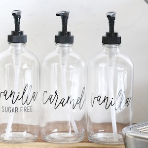 Custom Calligraphy Clear Coffee Syrup Bottle | Coffee Bar | Farmhouse ...