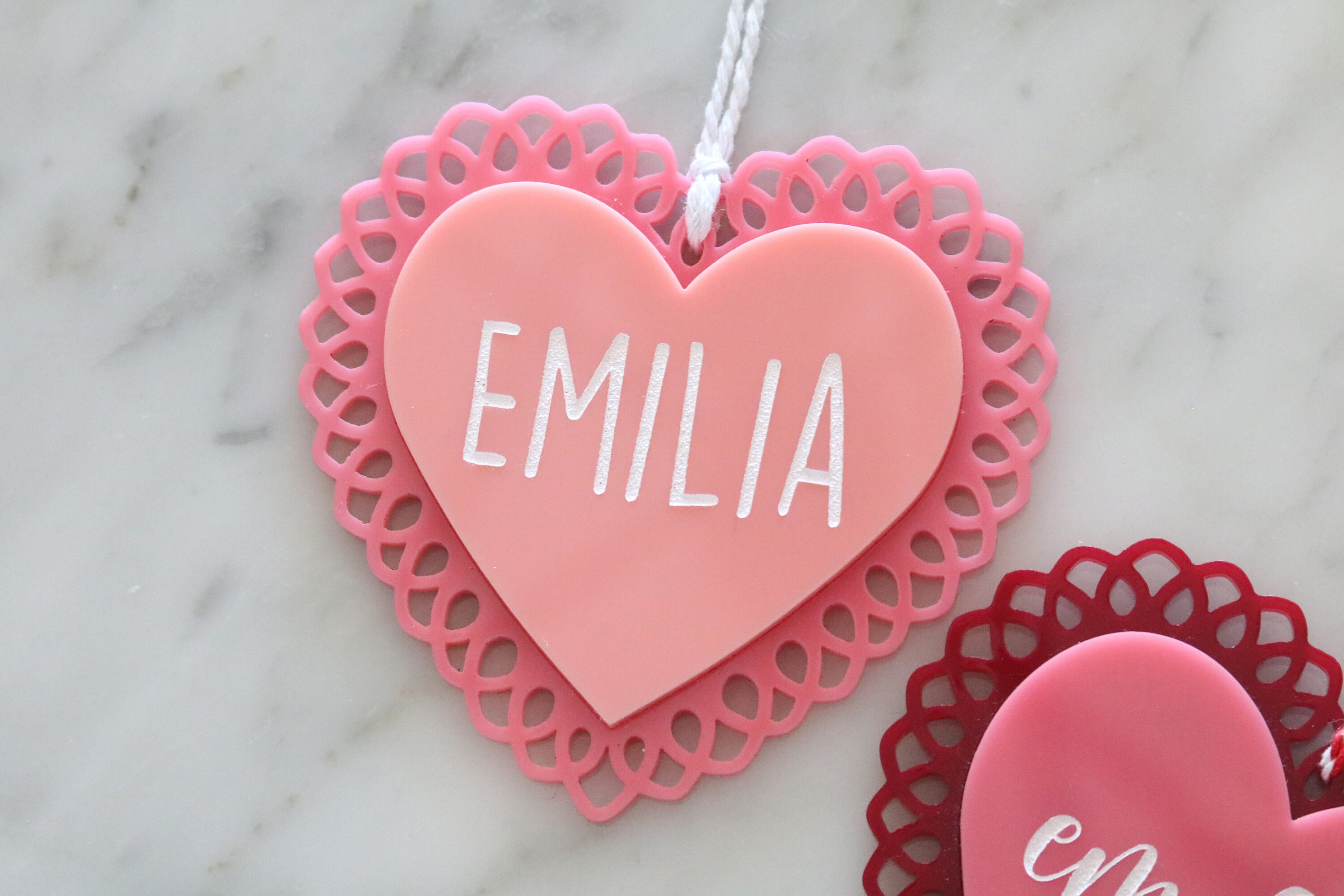 Custom Name Valentines Acrylic Heart Name Tag | Valentine | Basket ...