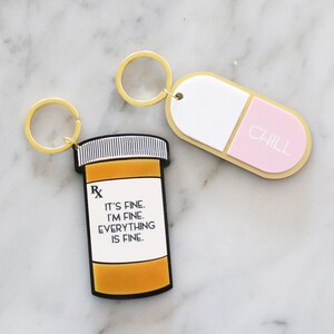 Custom Chill Pill Keychain | Capsule | CHOOSE YOUR TEXT | Gift | Pill ...