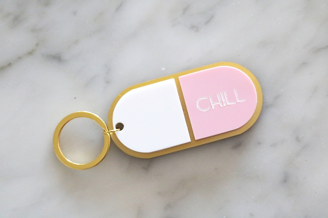 Custom Chill Pill Keychain | Capsule | CHOOSE YOUR TEXT | Gift | Pill ...