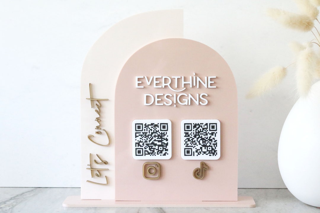 Acrylic Double Arch Social Media QR Code Business Sign | Small Business ...