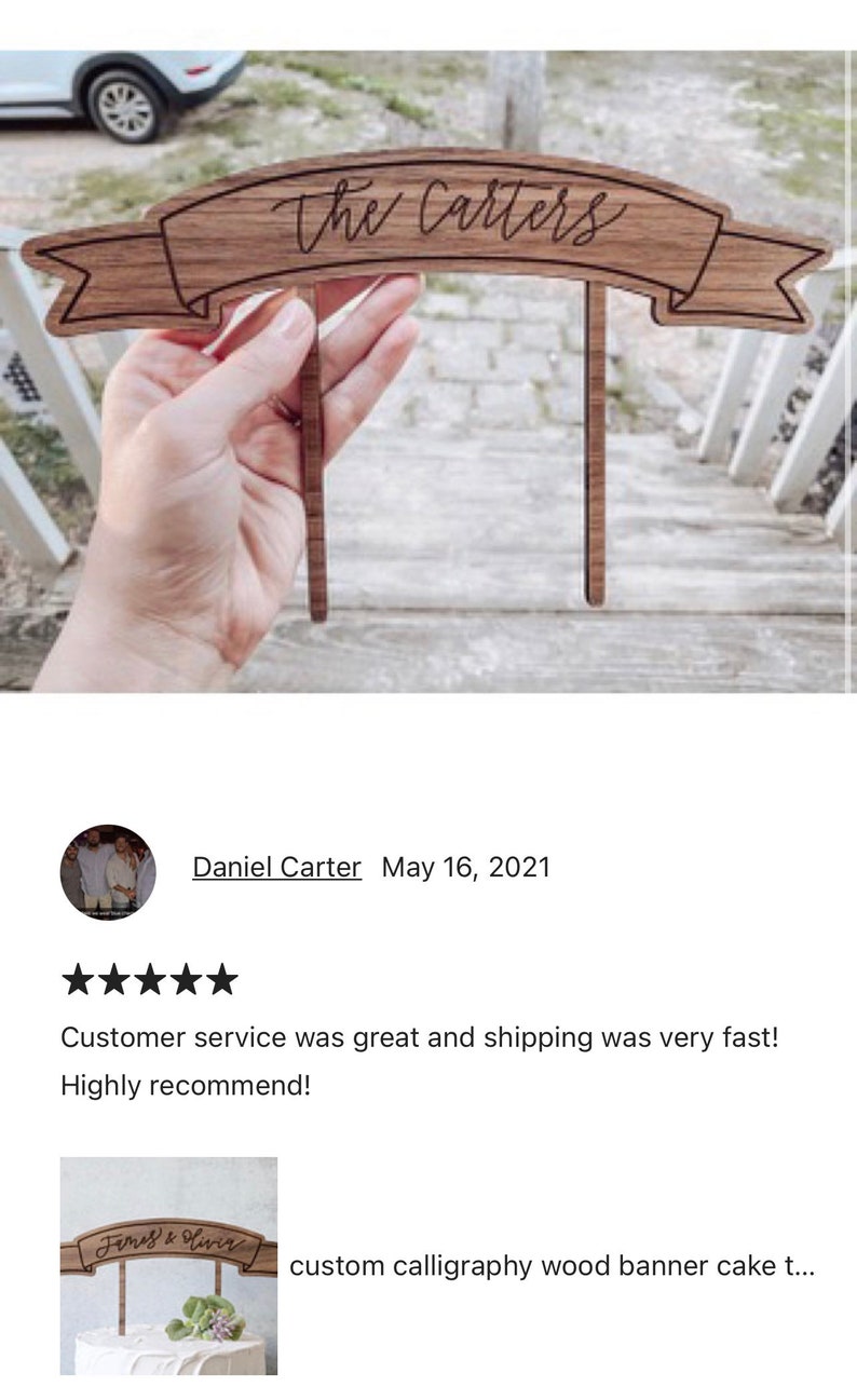 Custom Calligraphy Wood Banner Cake Topper | Wedding Cake Topper ...