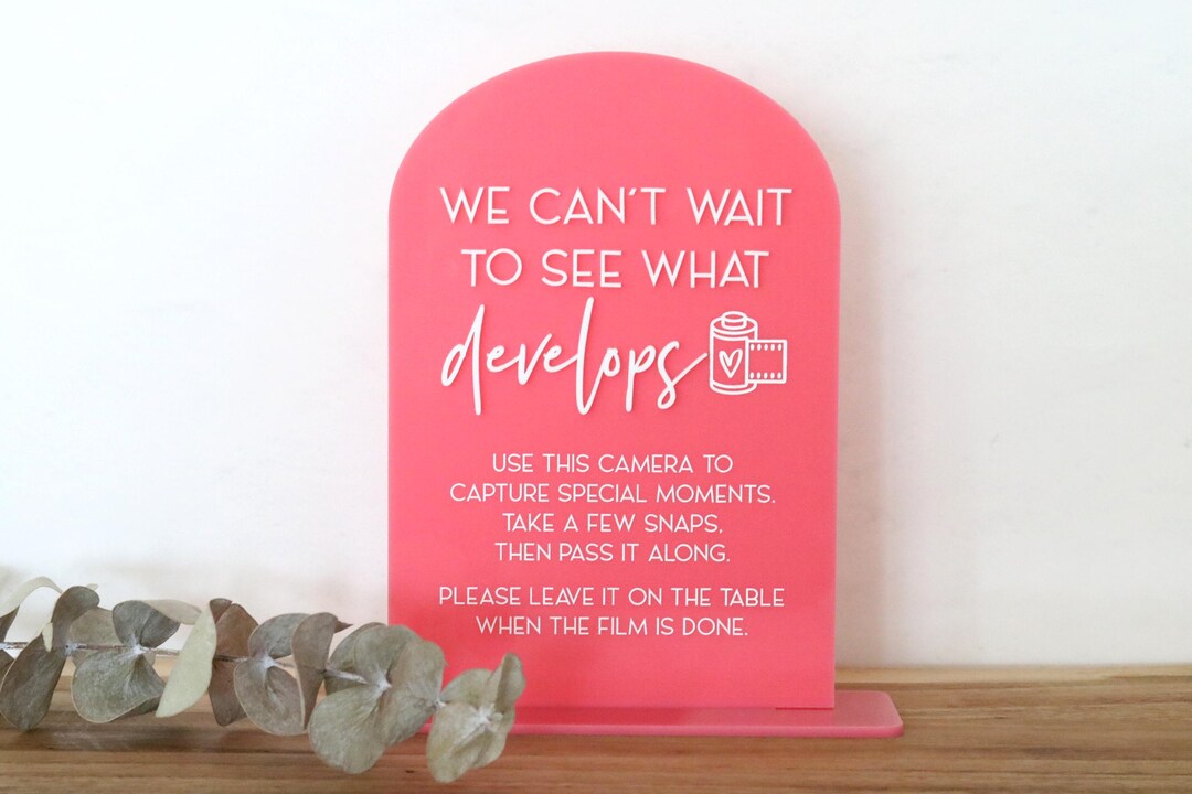 Acrylic Arch Disposable Camera Sign | Wedding Sign | Wedding Decor ...