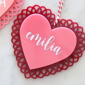 Custom Name Valentines Acrylic Heart Name Tag | Valentine | Basket ...