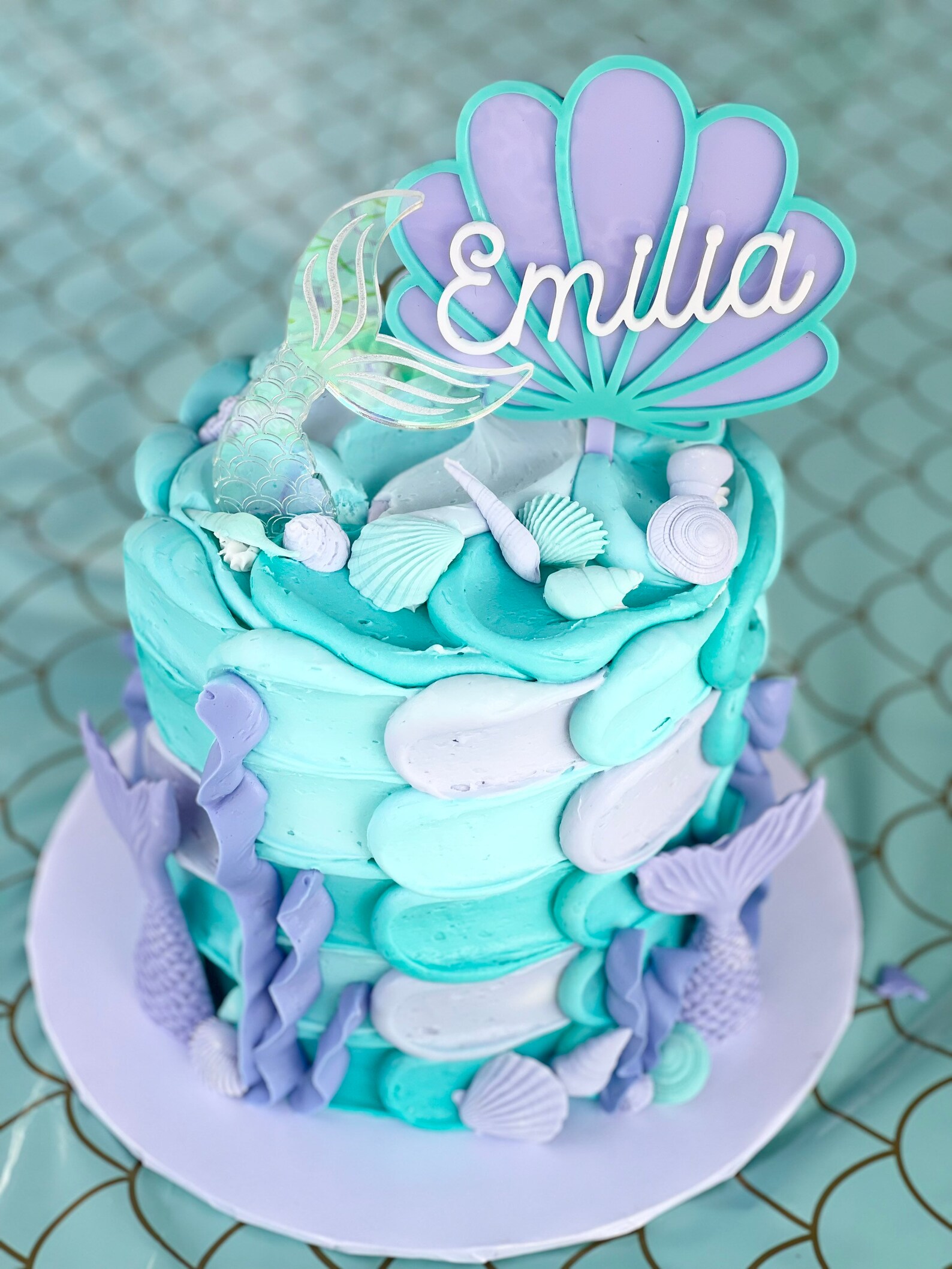 Custom Mermaid Clam Shell Acrylic Cake Topper Birthday - Etsy