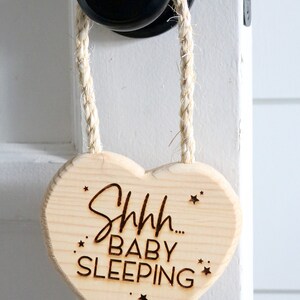 Shhh Baby Sleeping Wood Door Hanger Sign Baby Sleeping Do Not Knock Sign Front Door Baby Sign ...