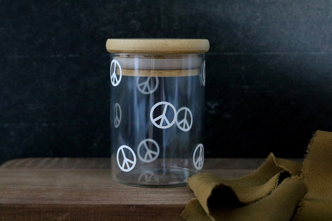 Peace Sign Stash Jar | 2 Sizes | Shroom | Stash Jar Container | Groovy ...