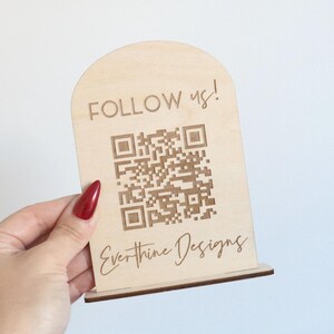 Wood Social Media QR Code Business Sign | Follow Us | Small Business ...