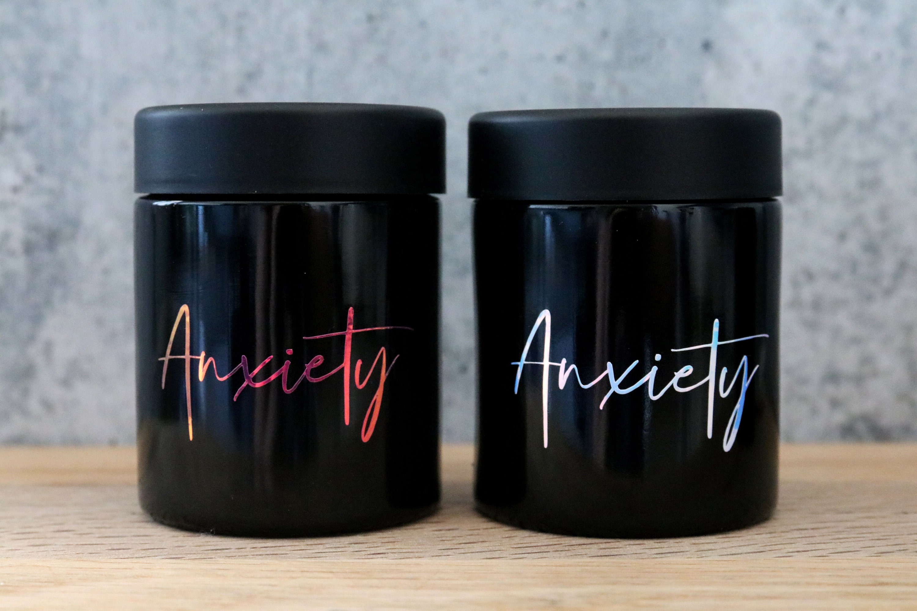 Custom Labeled Black Glass Stash Jar Stash Jar Container - Etsy